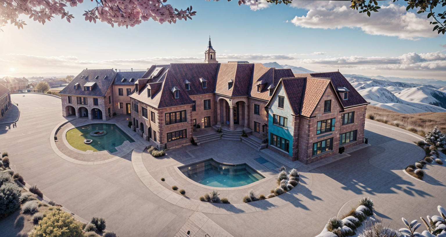 stone suburban mcmansion backyard architecture